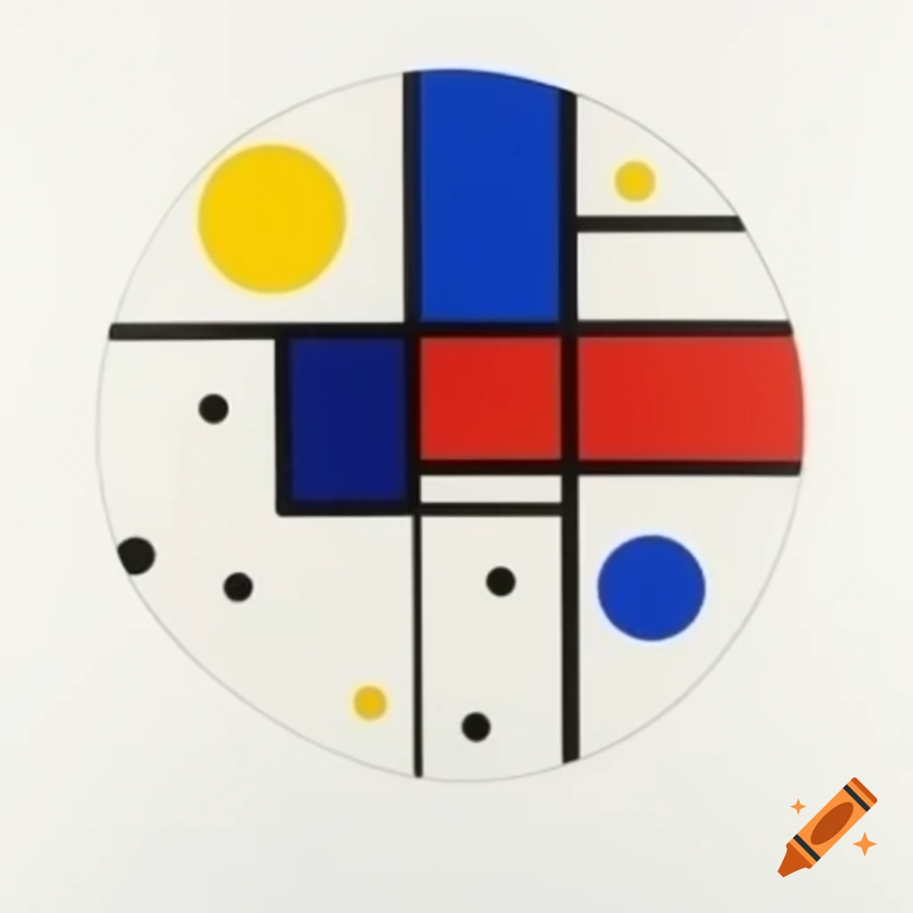 Abstract art of flower particles in Mondrian style with primary colors ...