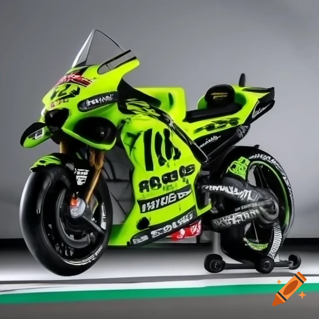 Lime green MotoGP bike number 36 racing at Lusail on Craiyon
