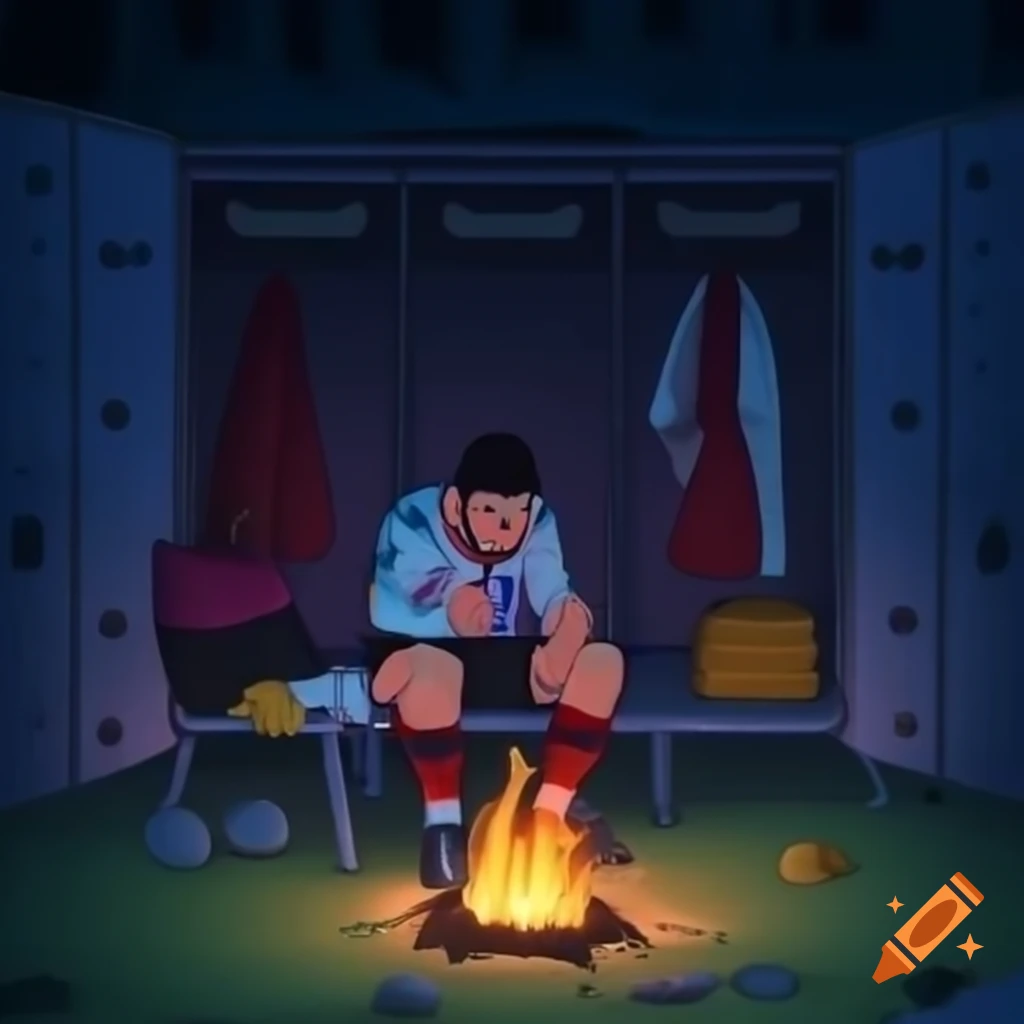 Digital illustration of Lionel Messi relaxing in a locker room by a ...