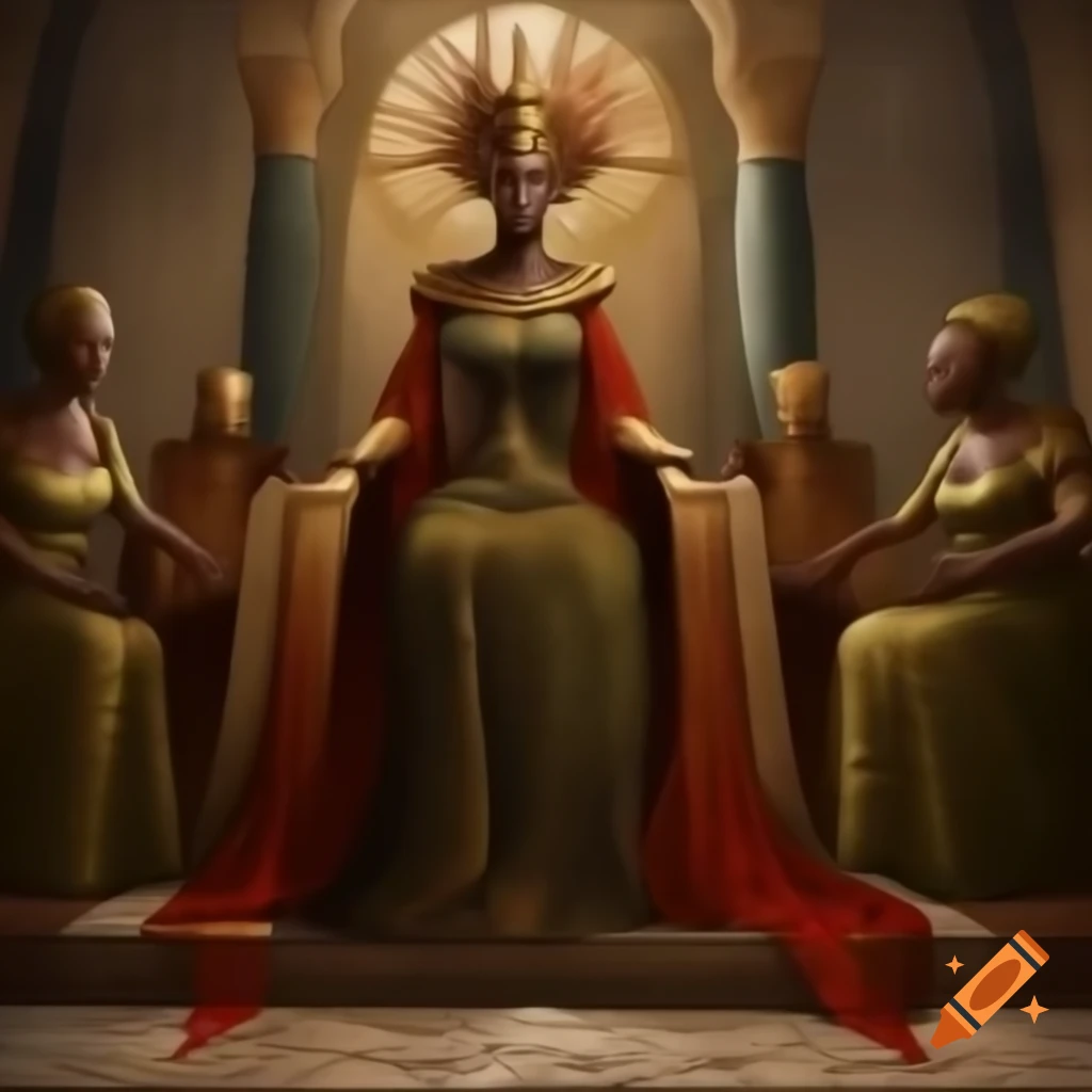 Queen of Sheba meeting King Solomon in Jerusalem palace, realistic ...