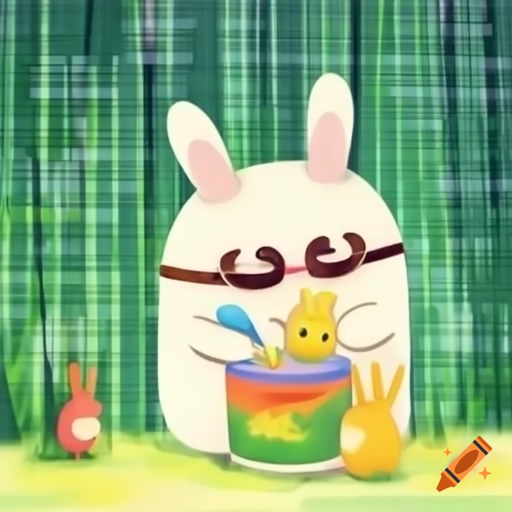 Easter bunny represented in binary code with 0s and 1s on Craiyon