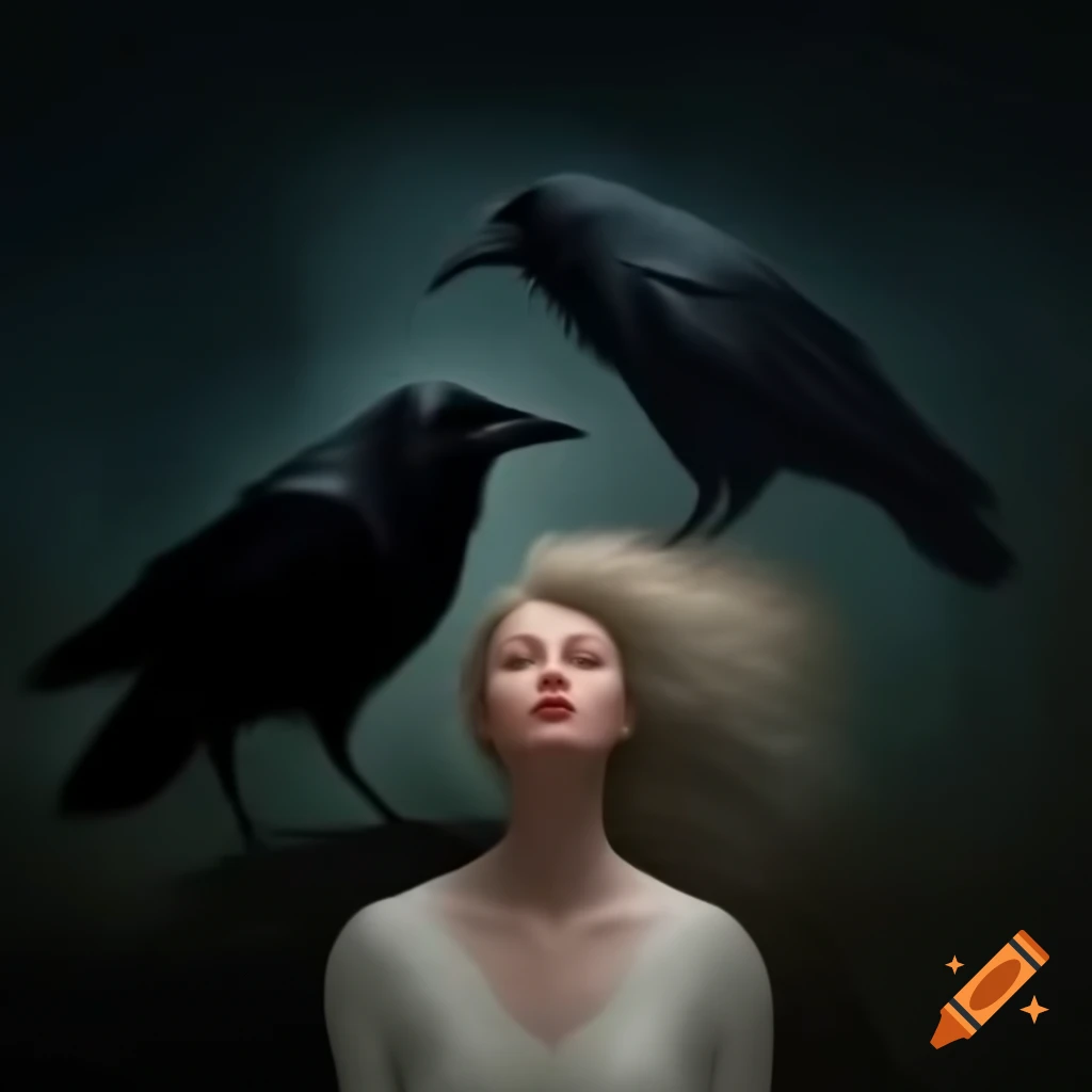 Surreal photo featuring a crow and a wolf on Craiyon