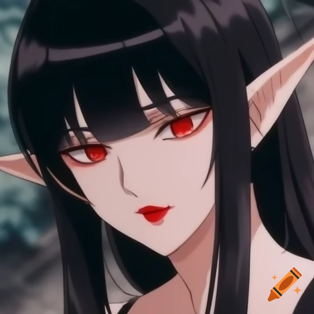 Original character resembling a young male yokai with black hair, red ...