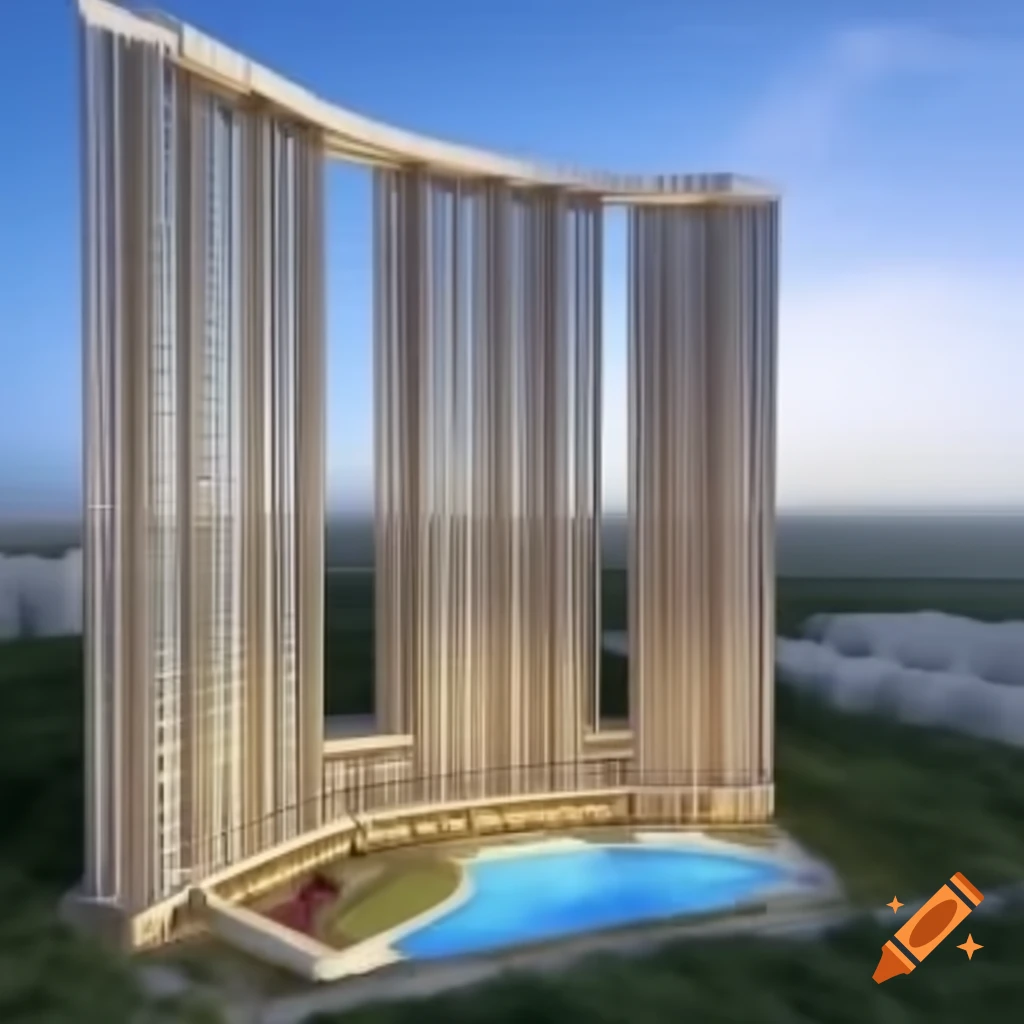 Luxurious three-tower building with swimming pool and amenities in Pune ...