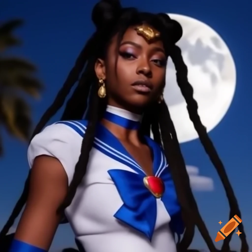 Black woman with dreadlocks cosplaying as Sailor Moon in daytime ...