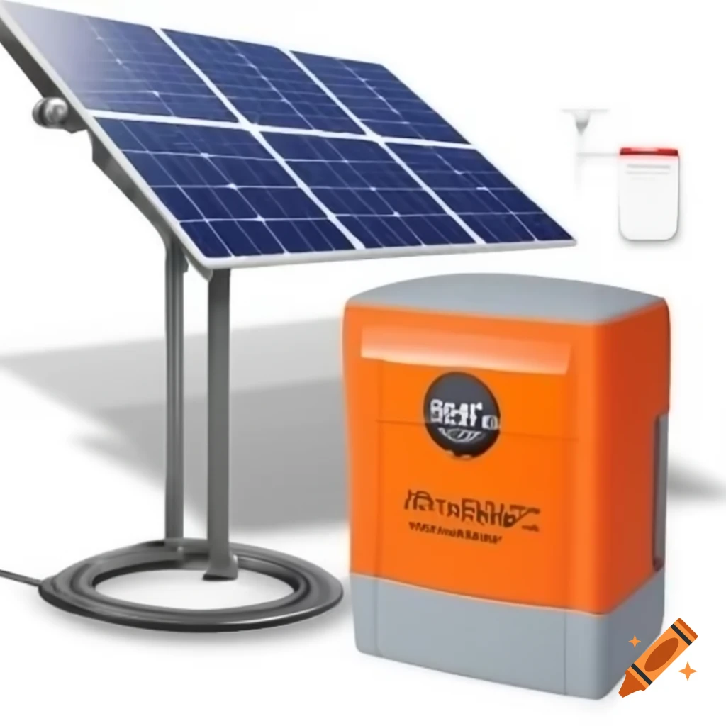 Orange and grey PAYGO home solar system with Barefoot Power logo on Craiyon