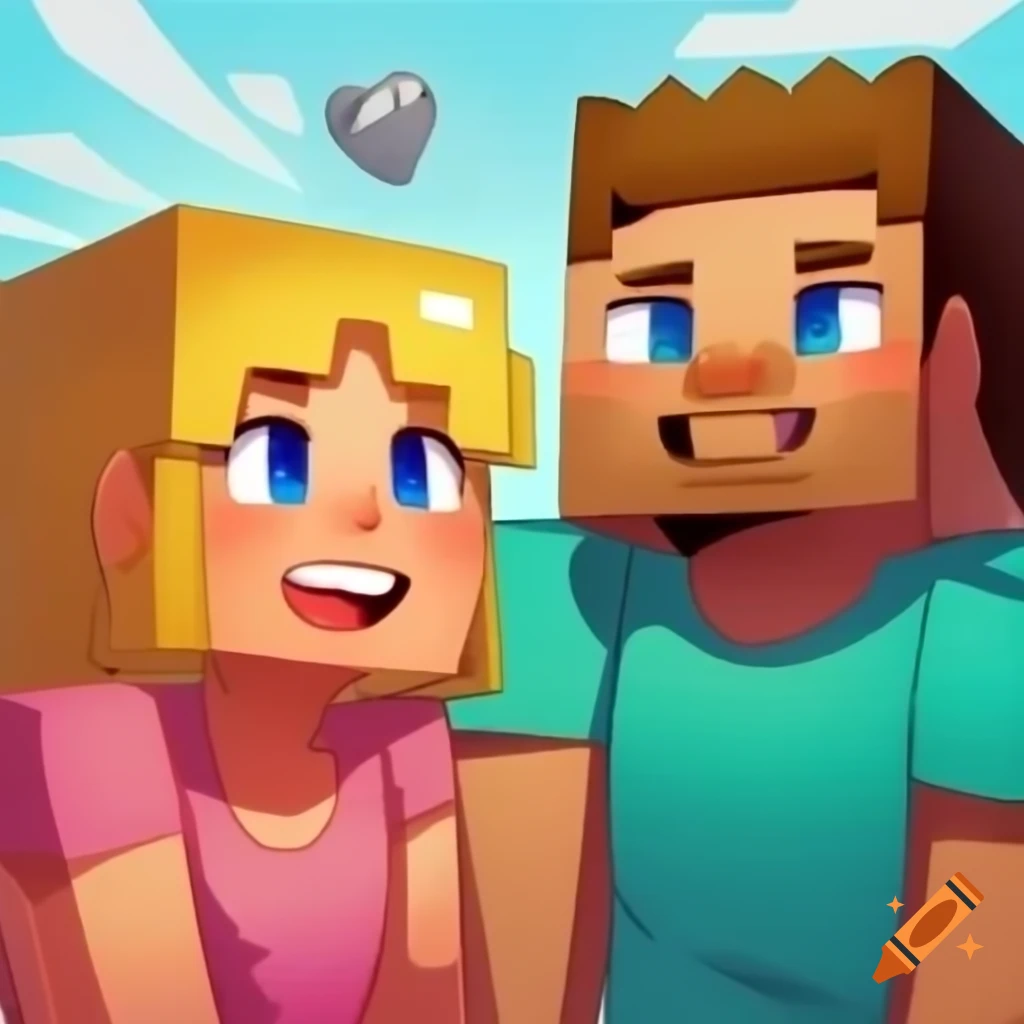 Two children playing Minecraft, boy with blond hair and girl with brown ...