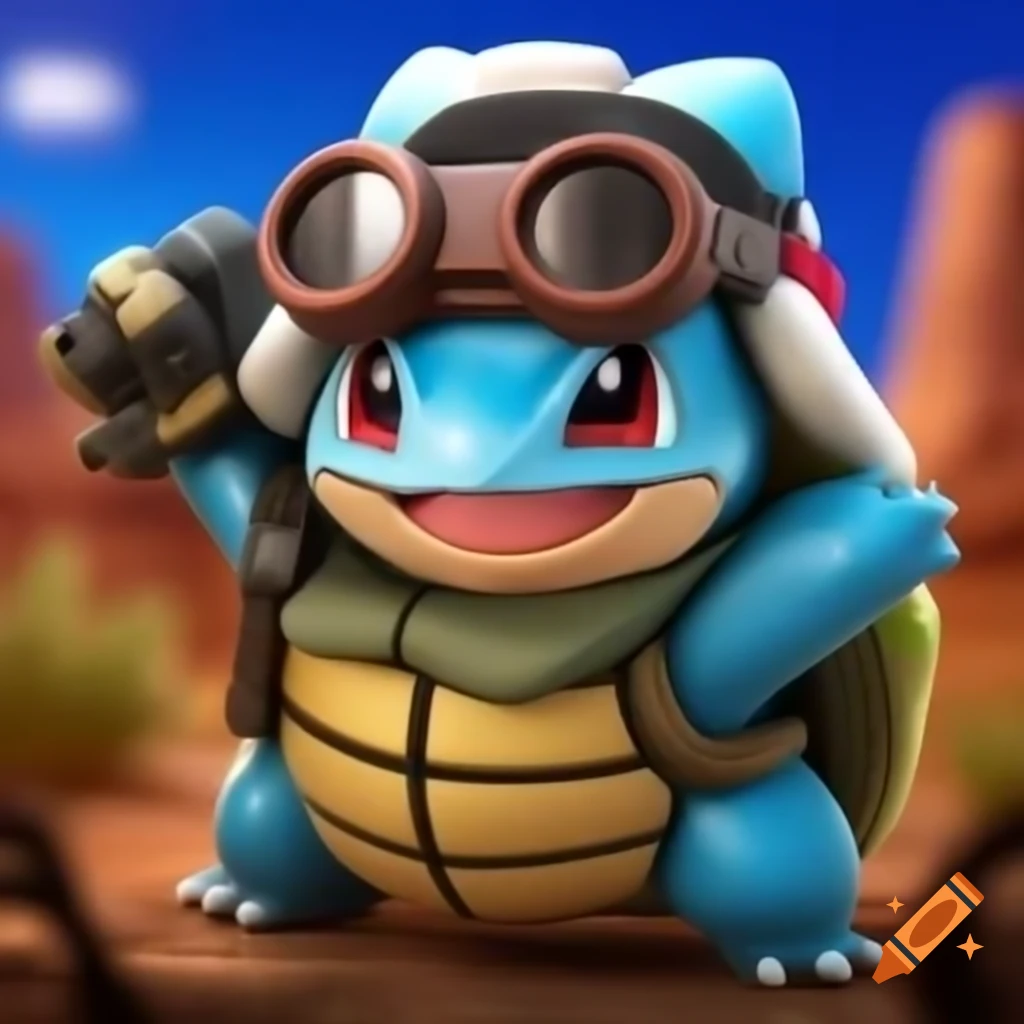 Cute Blastoise Pokémon in tactical gear with night vision goggles in ...