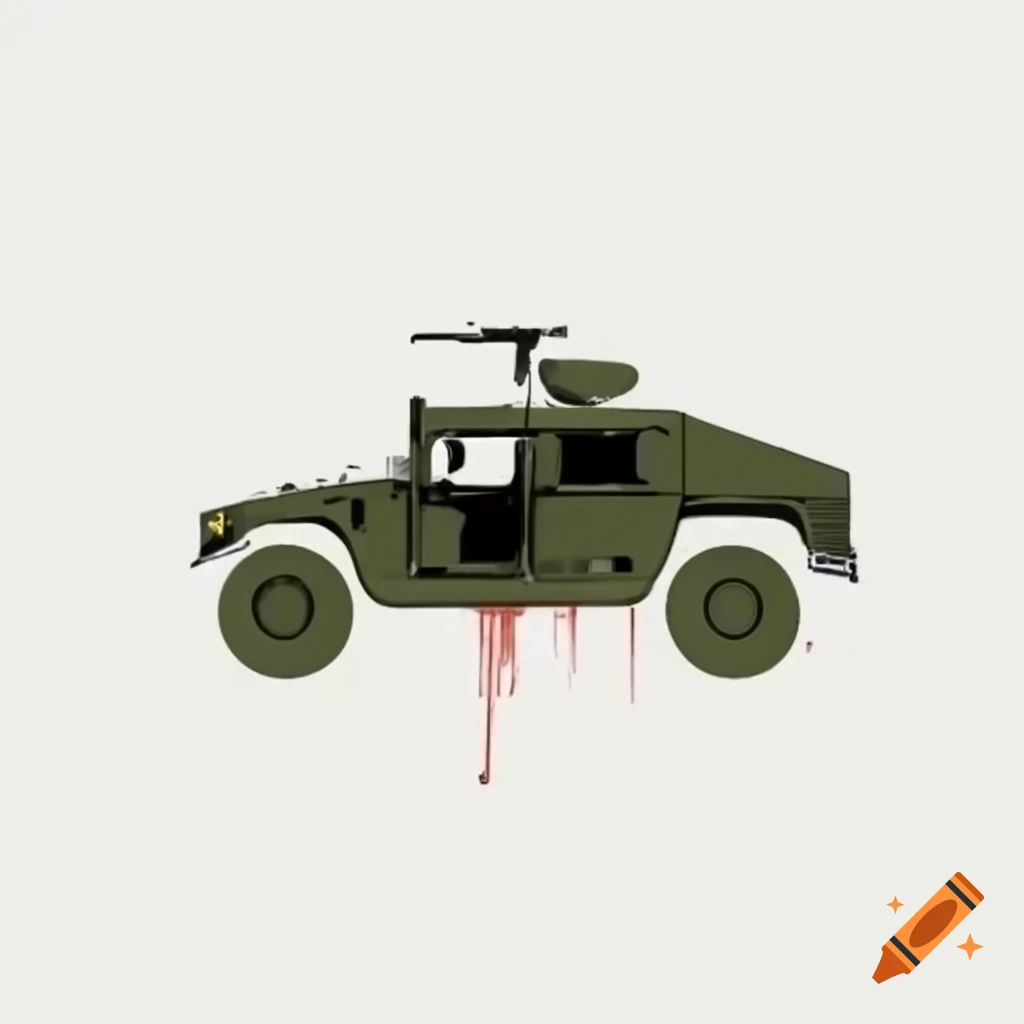 Military humvee with bloody handprint on white background, vector ...