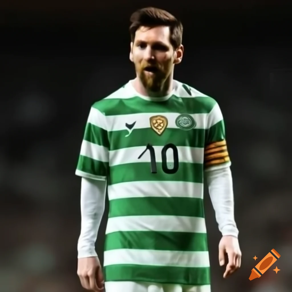 Lionel Messi wearing Celtic shirt on Craiyon