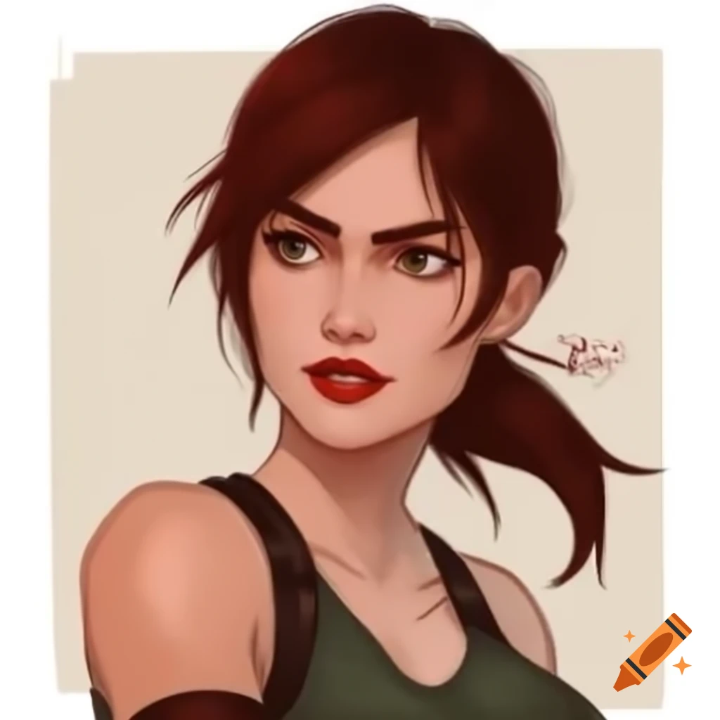 Lara Croft illustrated with widow's peak and red lipstick in Batman ...