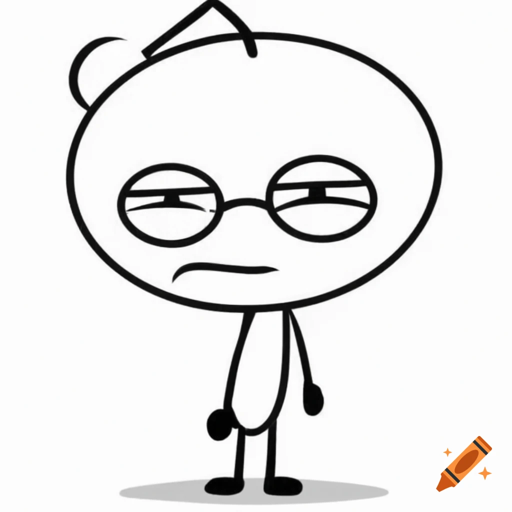 Hand-drawn stickman character with glasses and relaxed pose on Craiyon
