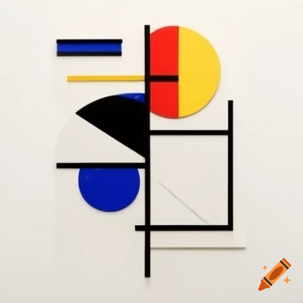 Abstract flower particles in Mondrian style with primary colors and ...