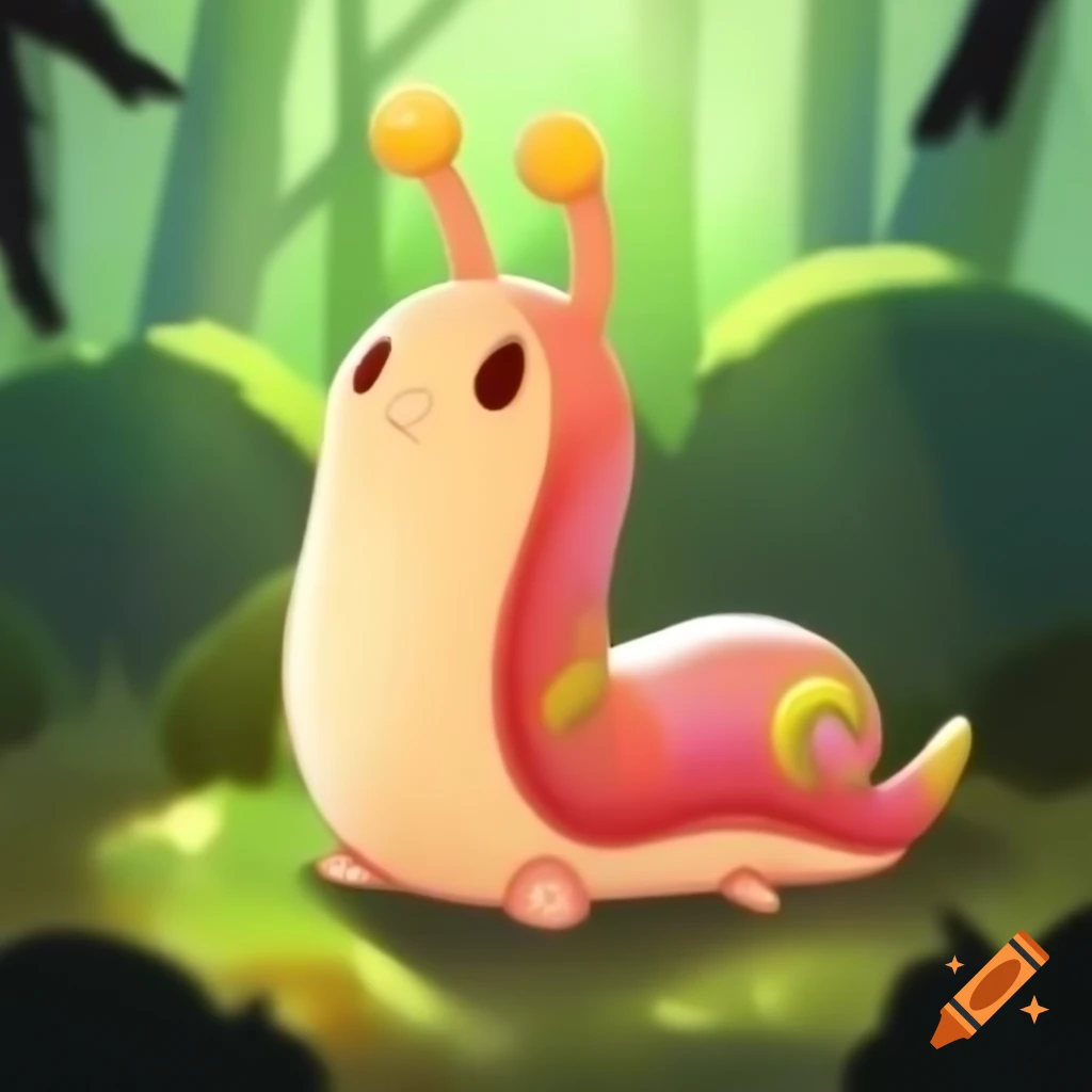 Cute cartoon slug in forest with title 'Slugy Wants Friends' in ...