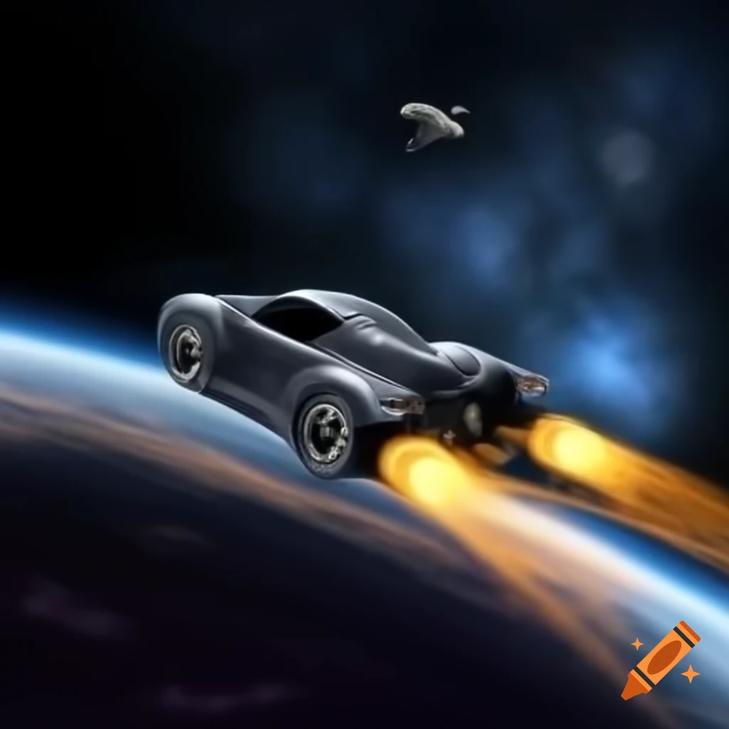 Flying car in outer space on Craiyon