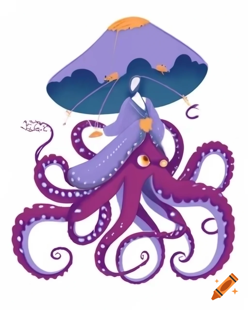 Surreal fantasy art of an octopus queen in a tentacle dress on Craiyon