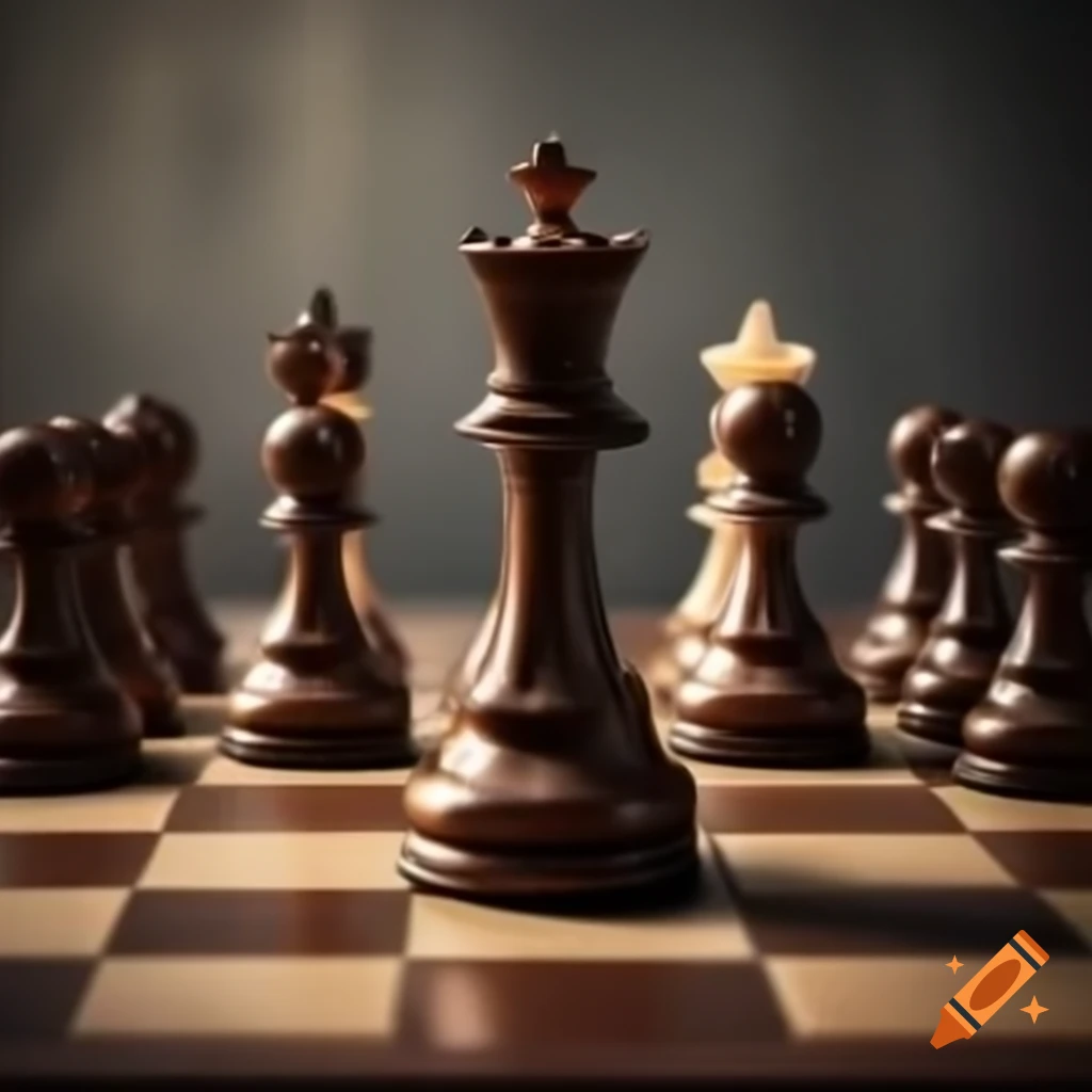Ultra realistic chess board viewed from low angle in 4K resolution on ...