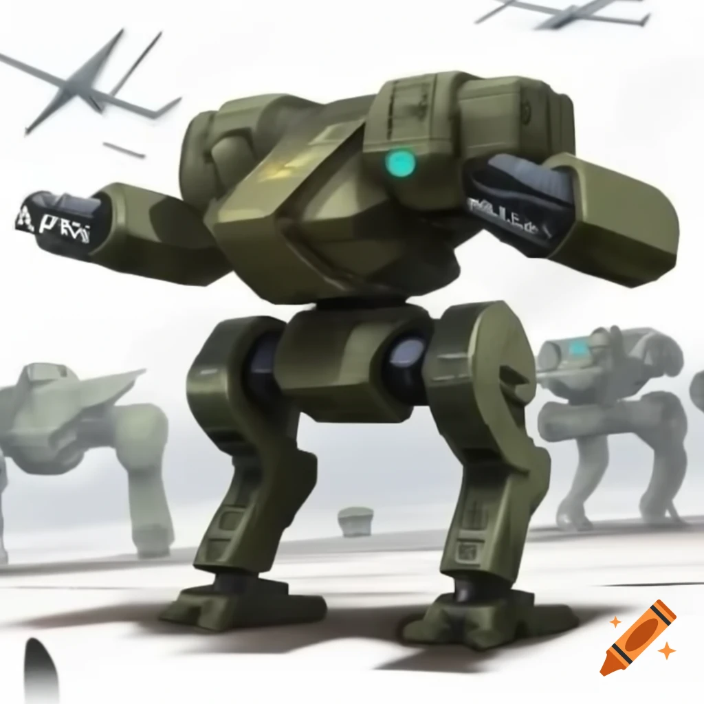 Bipedal armored battle mech with angular design inspired by military ...
