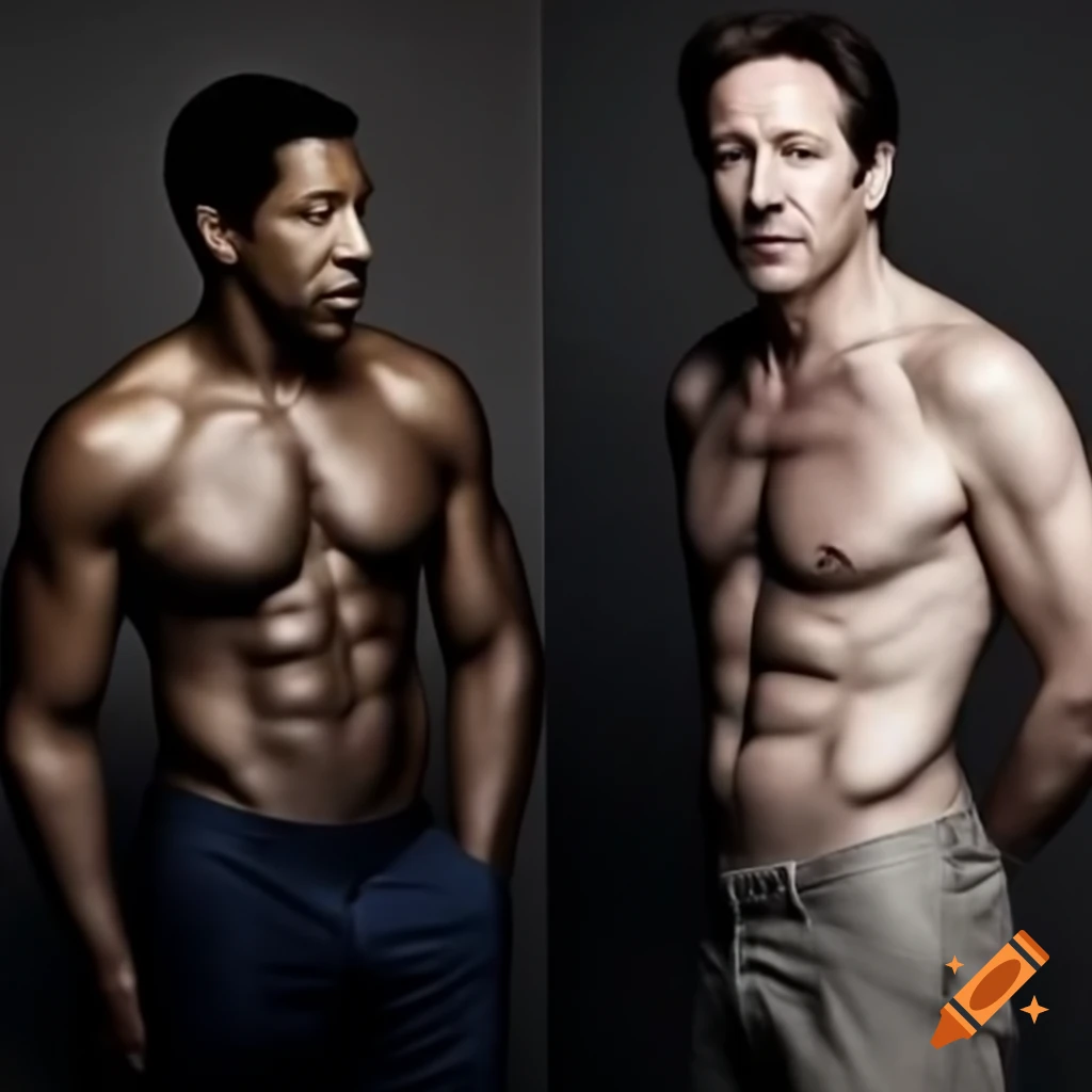 Denzel Washington and David Duchovny showcasing muscular physiques on ...