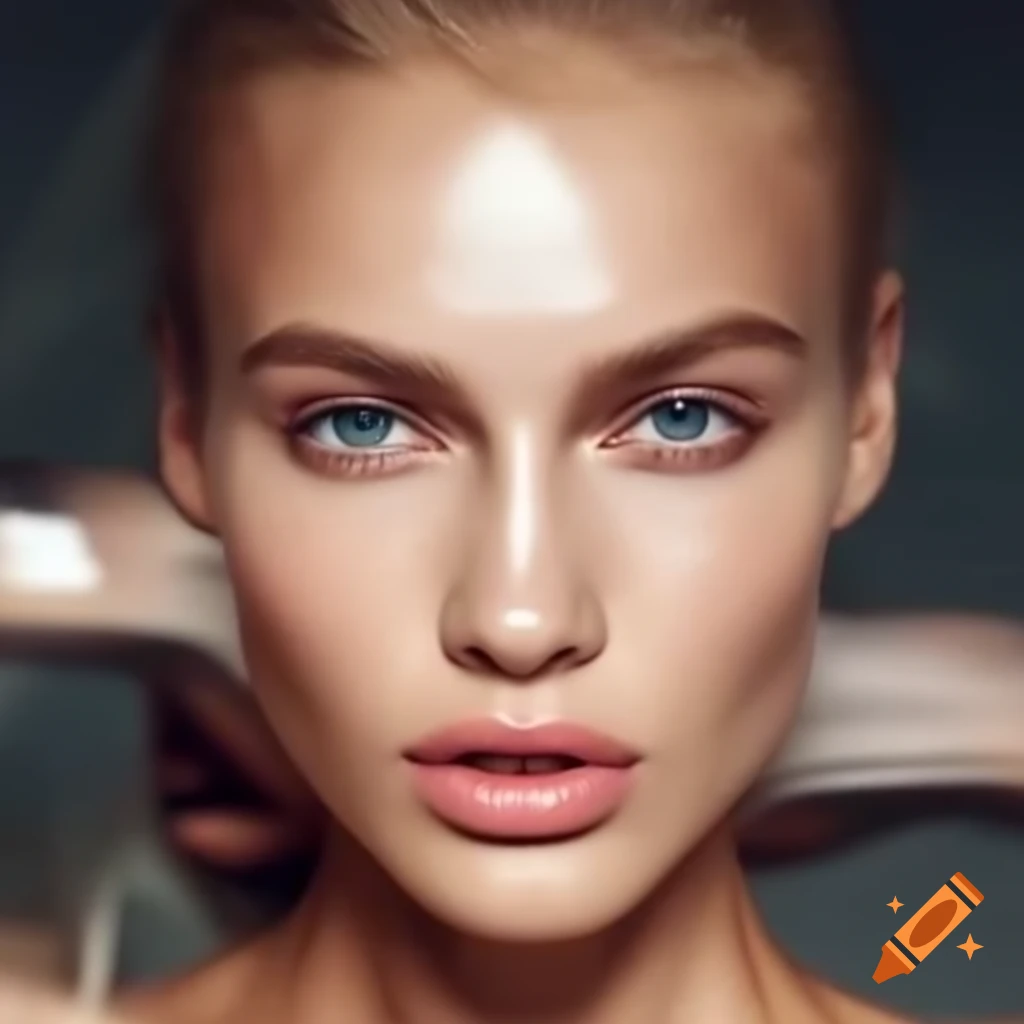 Slim blonde supermodel exercising in gym with bokeh effect on Craiyon