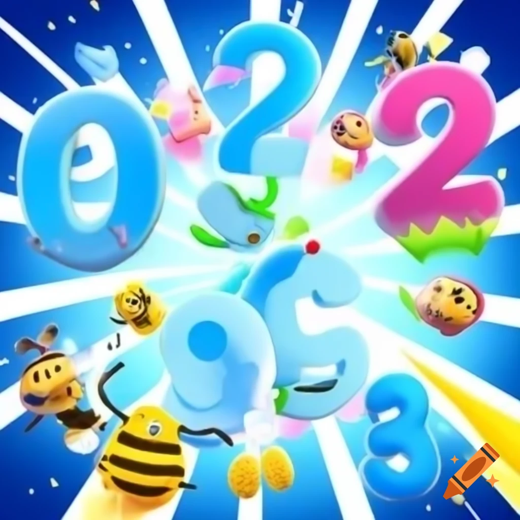 Vibrant animated numbers with cheerful characters and bee hive in ...