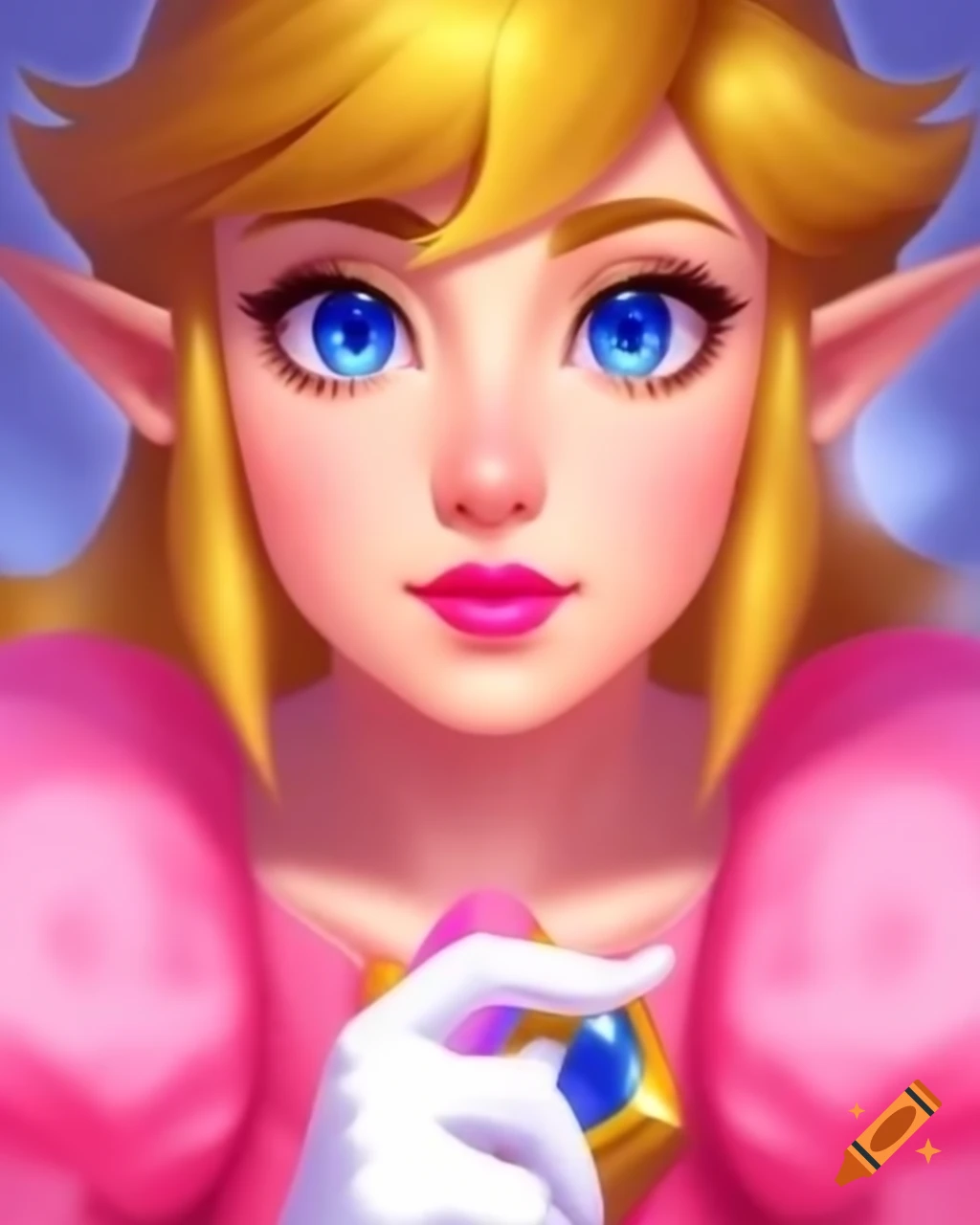 Link in princess Peach's pink ballgown with opera gloves, detailed ...