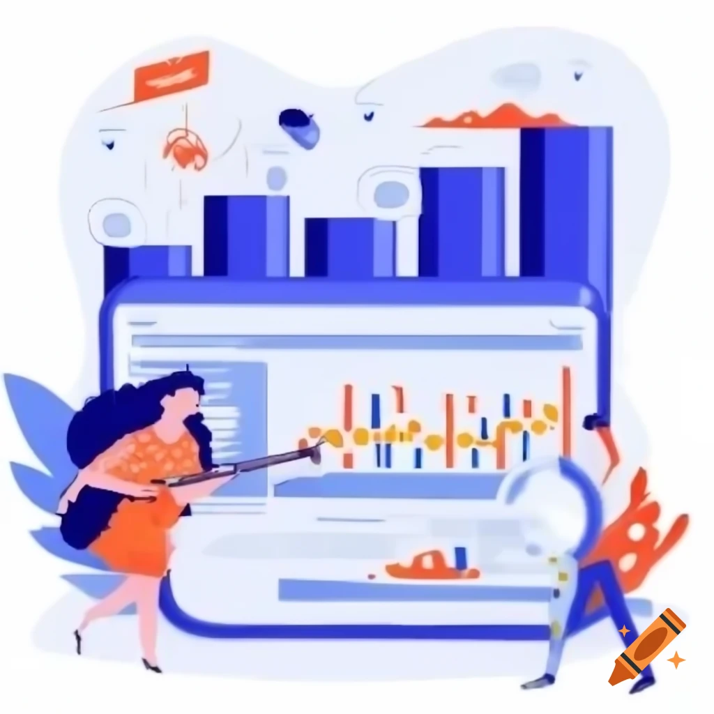 Illustration for music statistics application landing page with accent ...