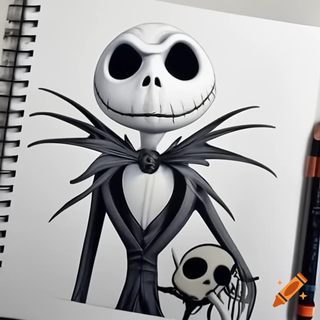 Jack Skellington in reggaeton style with sunglasses and his dog, pencil ...