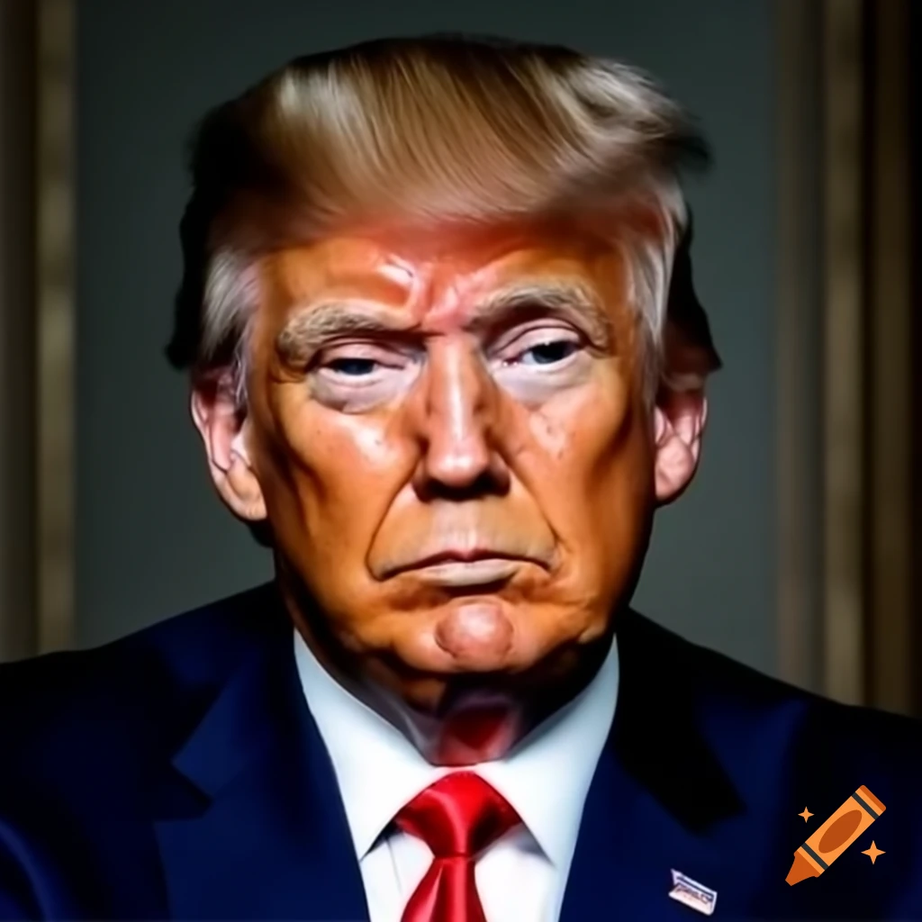 Caricature of Donald Trump with exaggerated turkey neck features on Craiyon