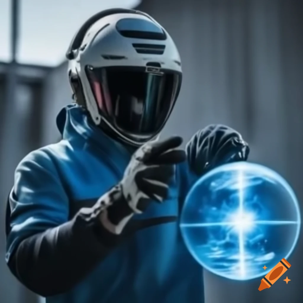Flight suit and helmet with smart gloves and motion sensor ball on Craiyon