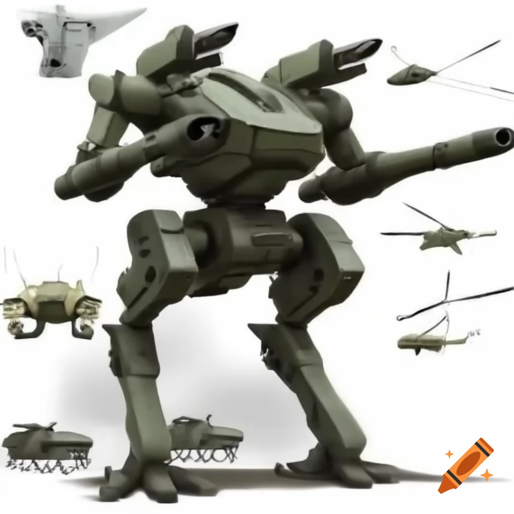 Heavily armored bipedal battle mech with angular design and weapon pods ...