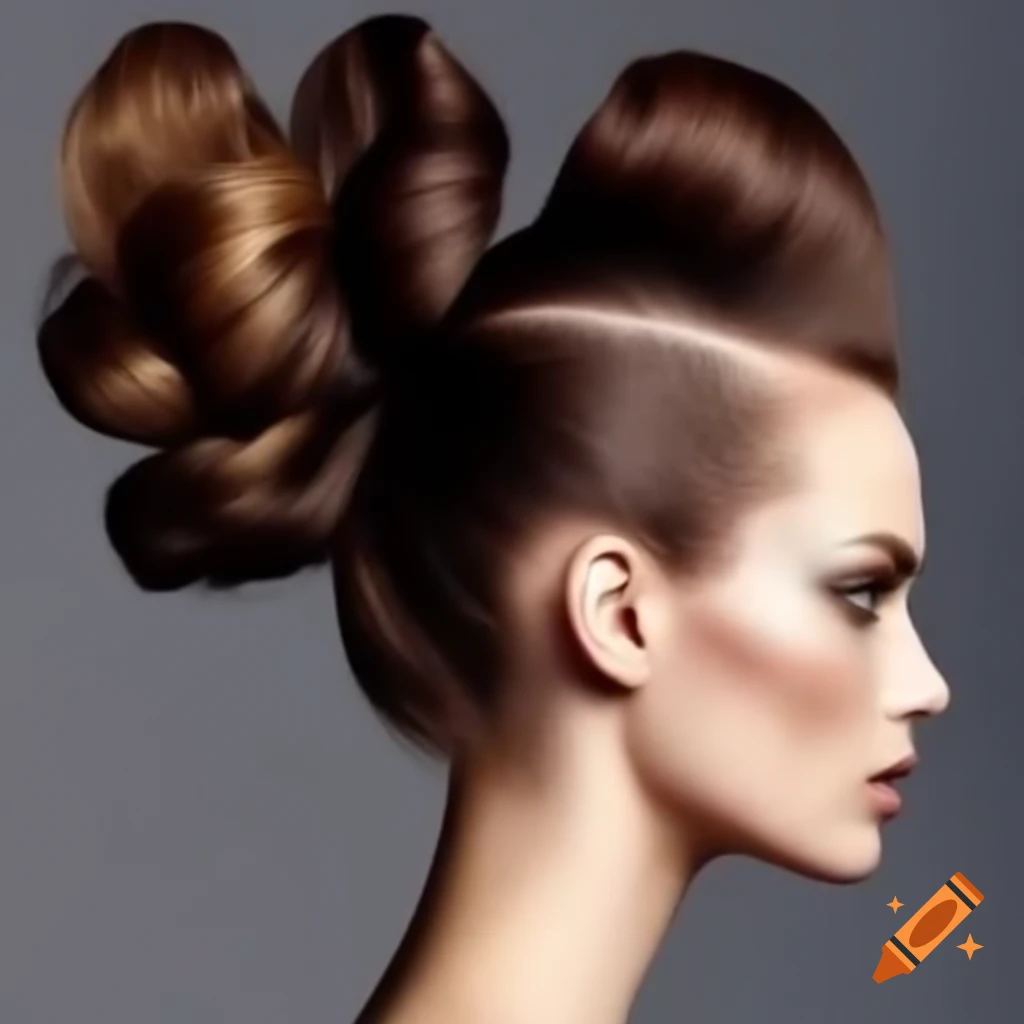 Supermodel with elaborate hair updo looking to the side on Craiyon