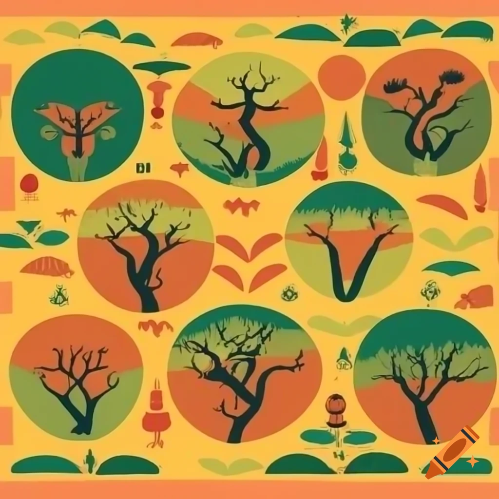 Traditional culture design with earth tones, featuring Nguni patterns ...