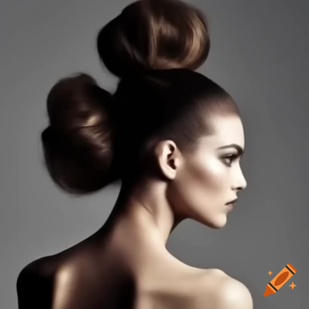 Supermodel with elaborate hair updo looking to the side on Craiyon