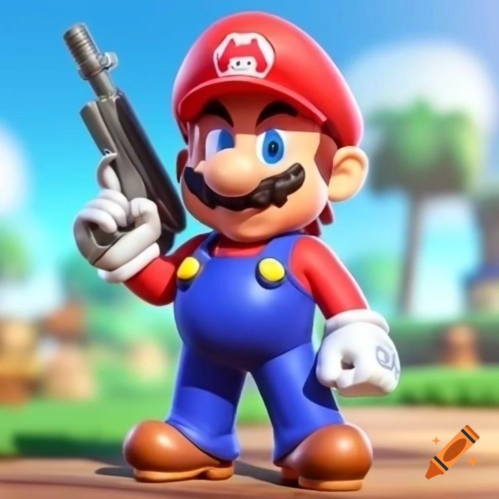 Mario character in Super Mario 64 style holding a gun in Florida ...