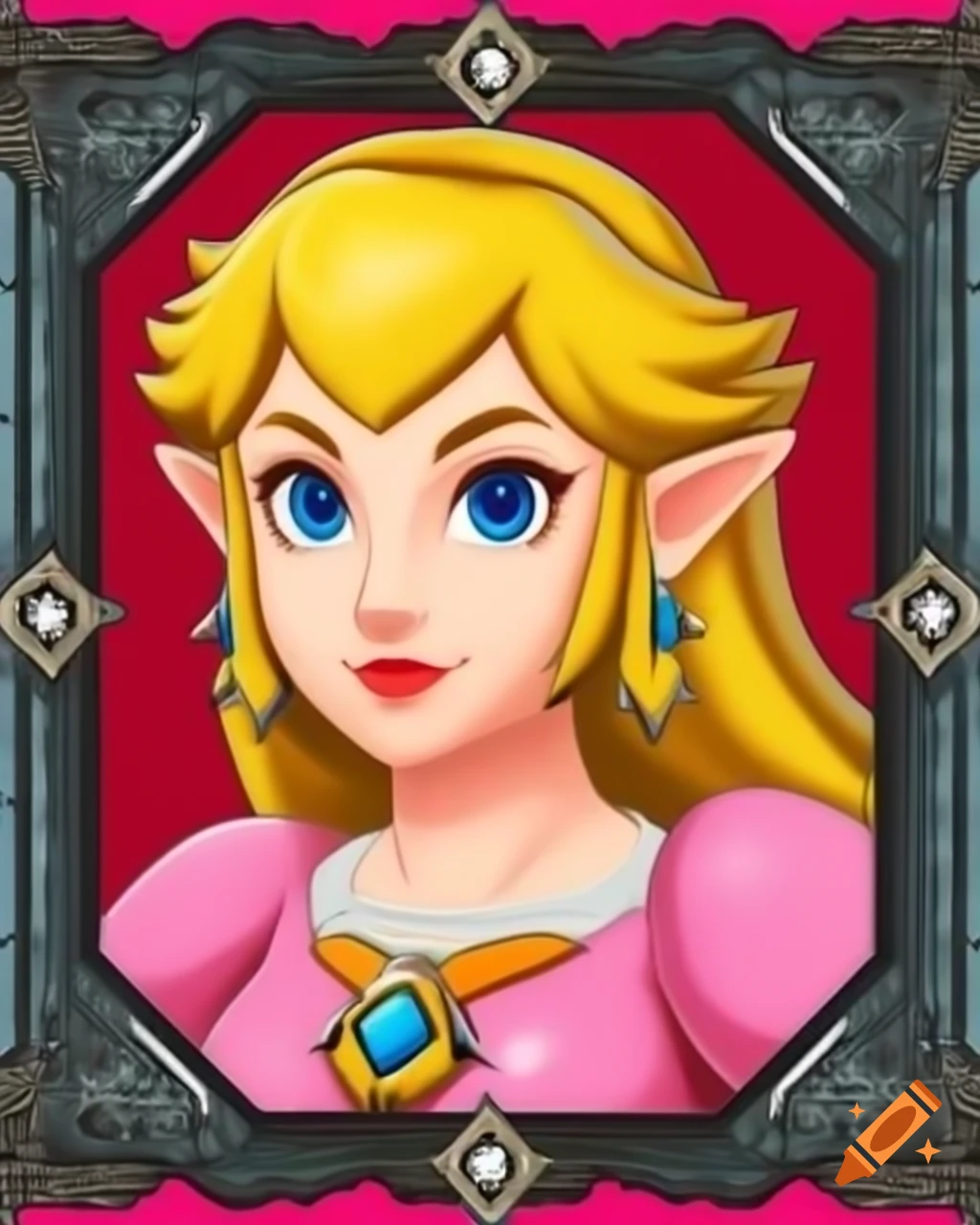 Link from The Legend of Zelda dressed as Princess Peach with vivid ...