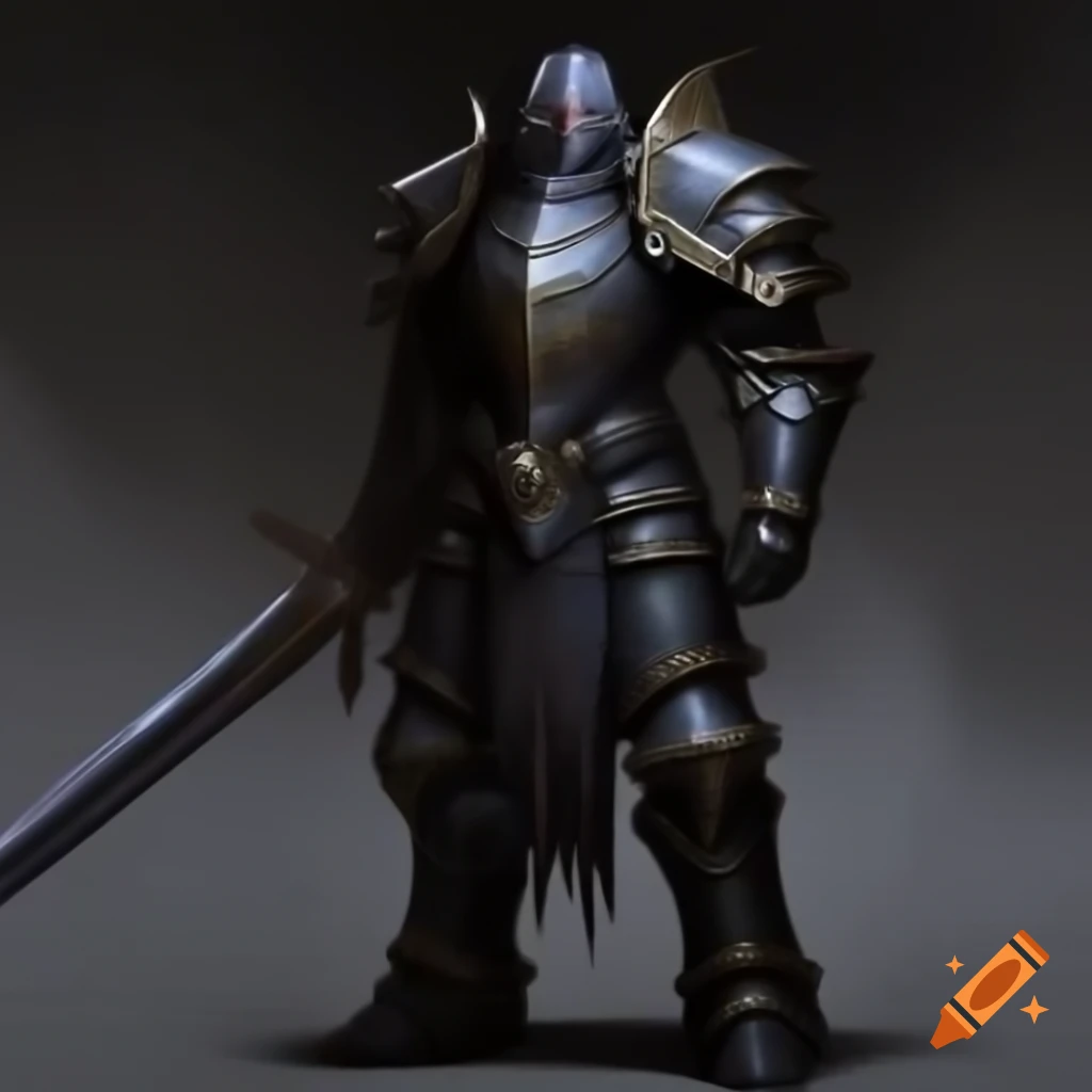 Dark fantasy black knight in spiked armor holding longsword, menacing ...