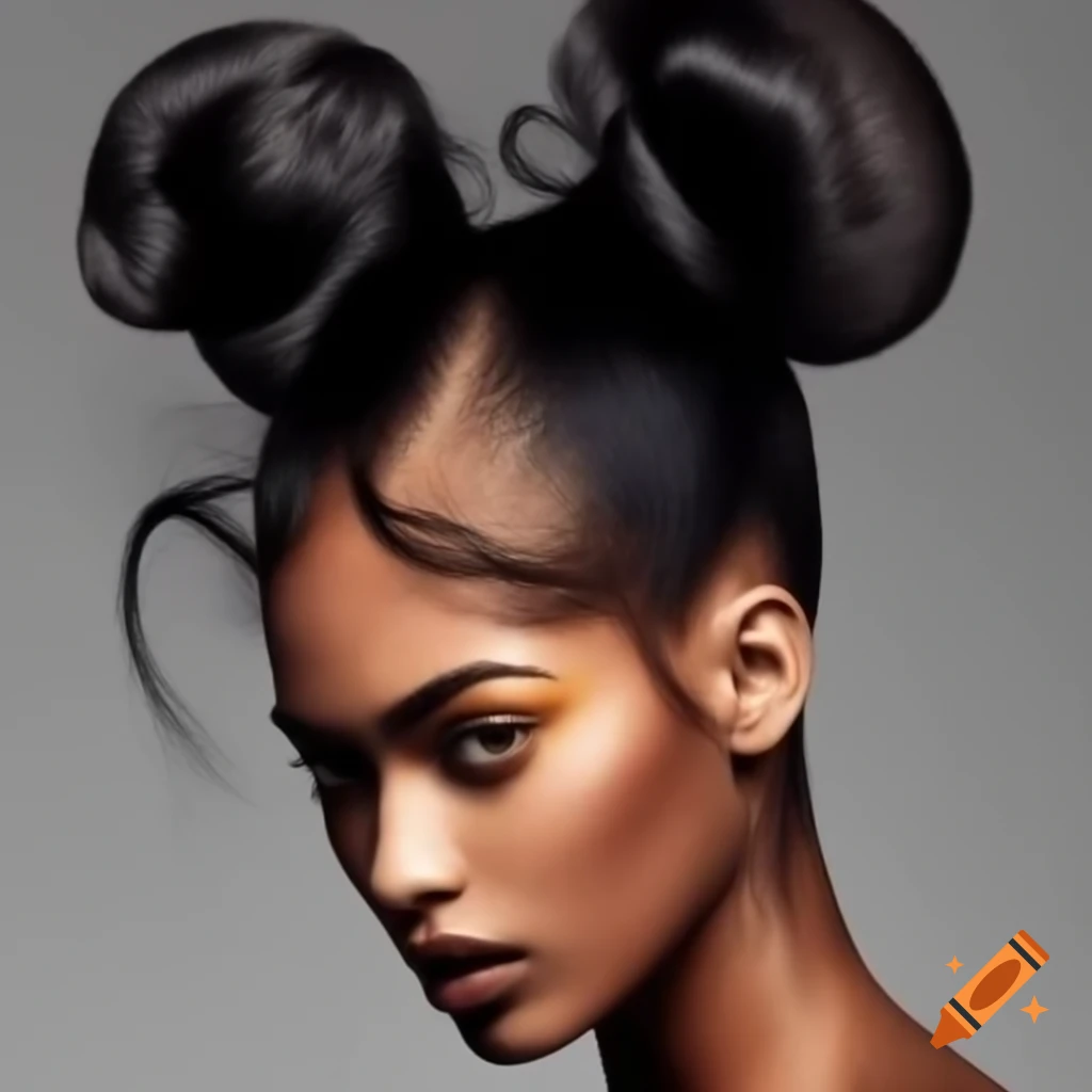 Supermodel with elaborate hair updo looking to the side on Craiyon