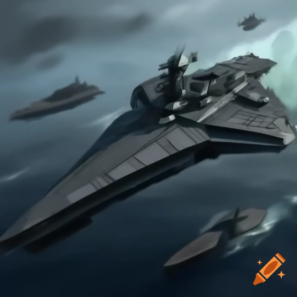 Combat spaceship of the destroyer class with a hodgepodge design from ...