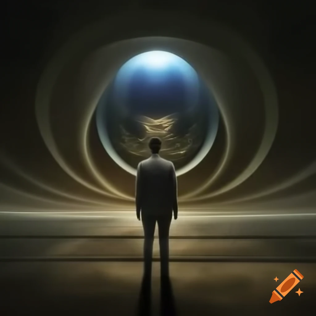 Imaginary portrait of a futuristic wise figure with human and ...