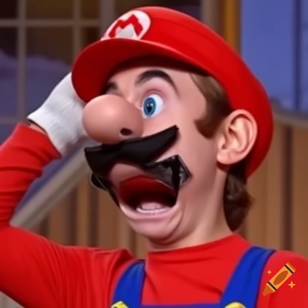 Mick Foley portraying Mario in The Super Mario Bros. Super Show on Craiyon