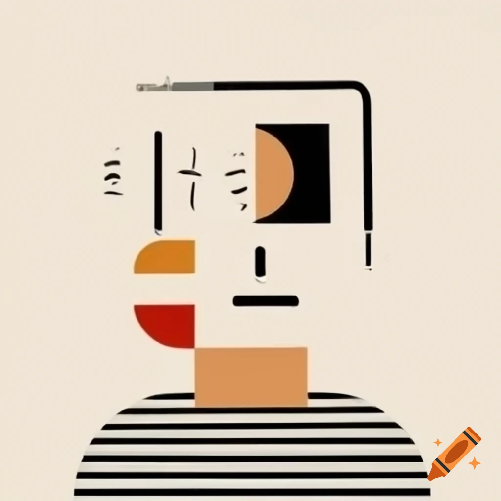 Abstract minimalist square face design with black geometric lines ...