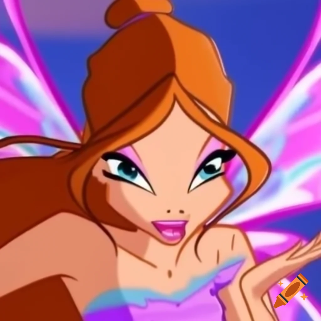 Fairy character in Winx Club art style with brown hair and purple wings ...