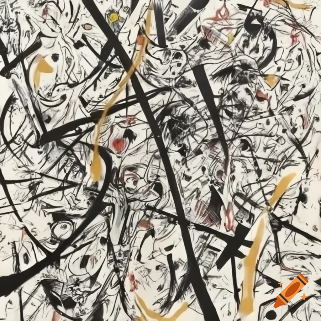 Abstract painting in Jackson Pollock style with dynamic splatter ...