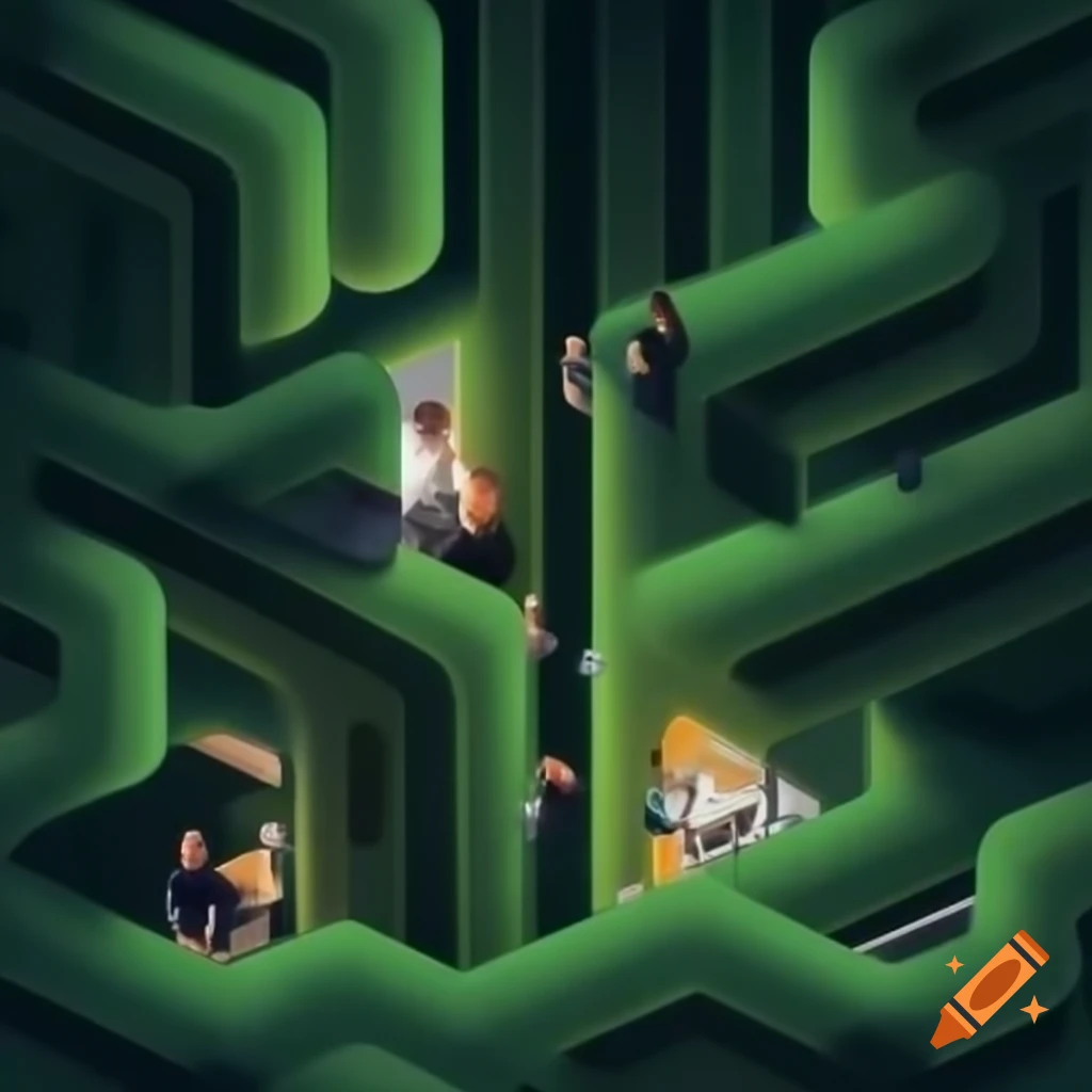 Abstract composition of Windows maze and pipes screensaver on Craiyon