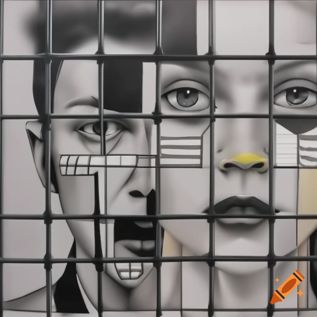 Abstract blurred charcoal face with geometric patterns, inspired by ...