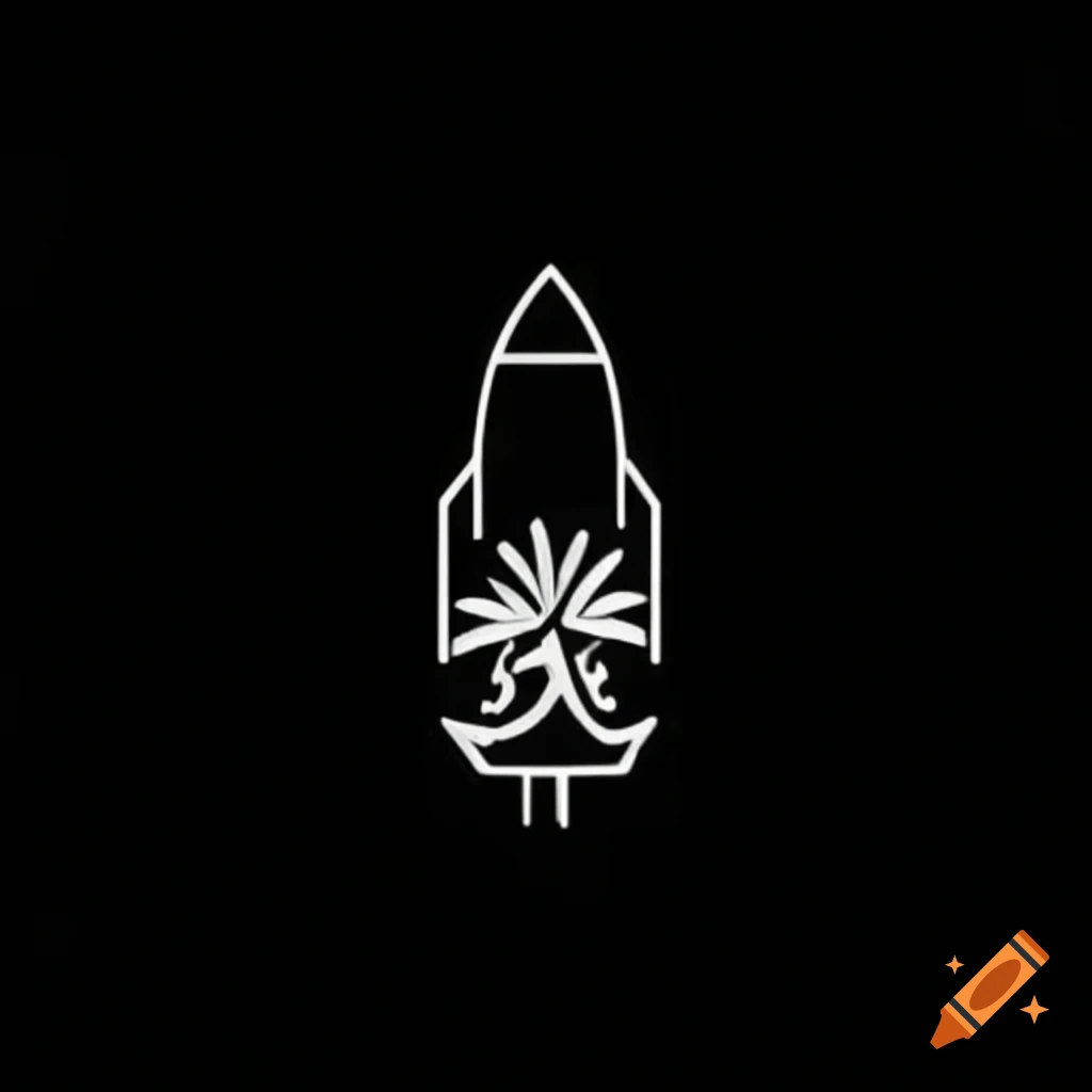 Minimalist emblem featuring rocket in place of palm tree, inspired by ...