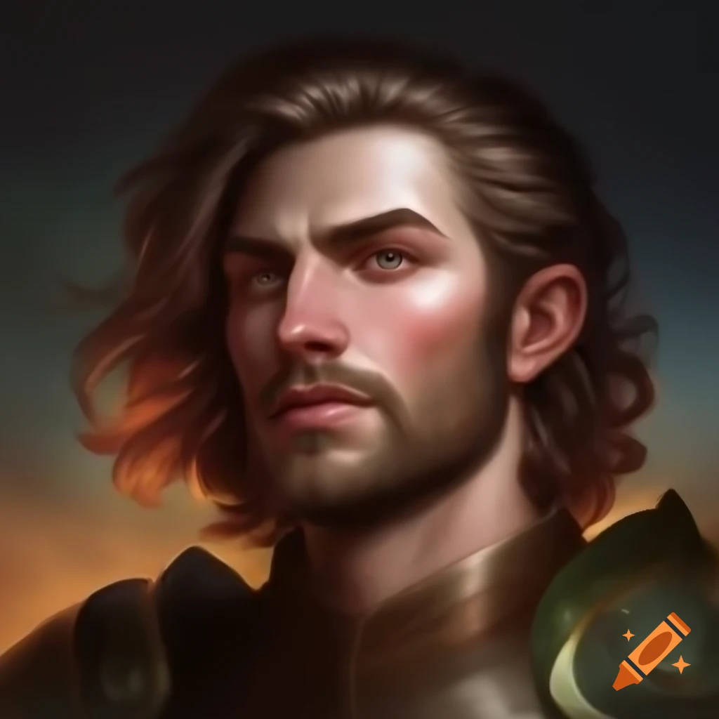 Portrait of a man with enchanted ivy-colored eyes and unique color ...