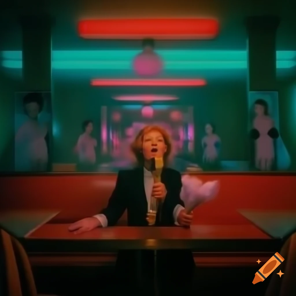 1950s retro playlist cover with vinyl records and neon jukebox on Craiyon