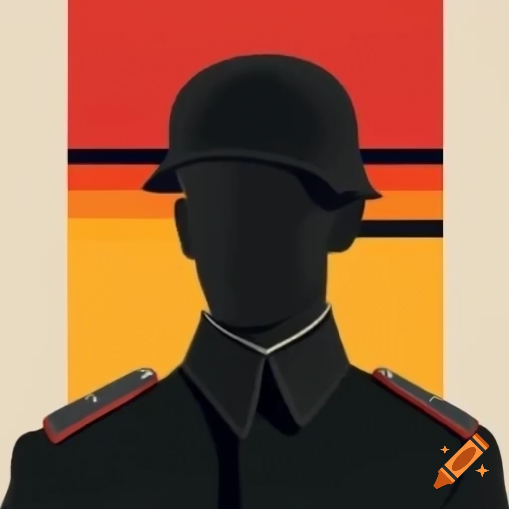 Square front profile of German WW1 soldier on black background for game ...